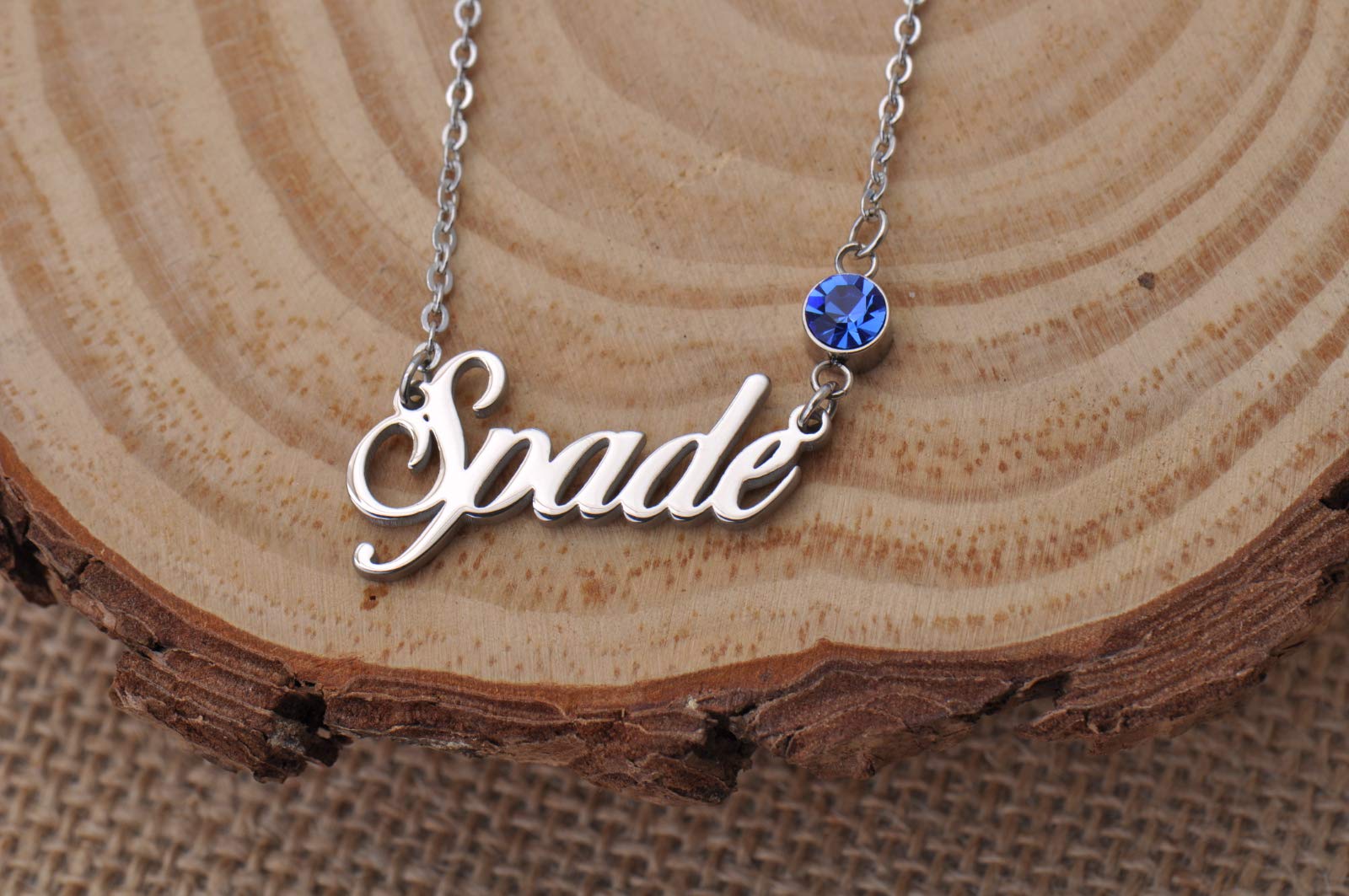LikeFun Custom Mom Gifts Silver Pendant Birthstone Name Necklace for Her Cobi