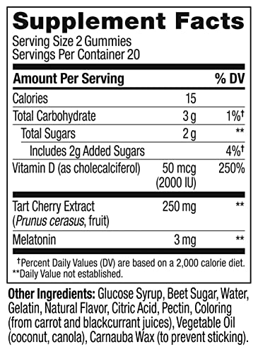 OLLY Muscle Recovery Sleep Gummies, Sleep and Sore Muscle Support, 3mg Melatonin, Tart Cherry, Vitamin D, Berry Flavor - 40 Count