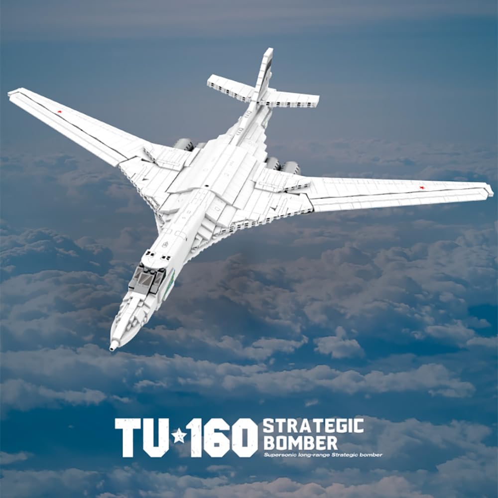 MISINI 33036 Aircraft Building Blocks Kit, 1598 Pcs Soviet Supersonic TU-160 Strategic Bomber White Swan Aricraft Model Building Blocks, Jets Building Blocks Sets, Gifts for Military Fans and 14+