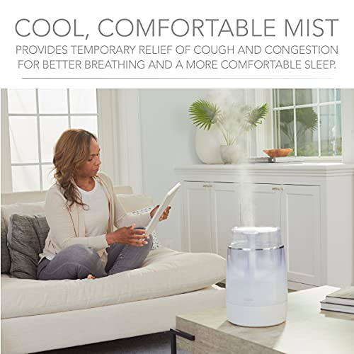 Vicks Embrace Cool Mist Top Fill Humidifier (VUL900), White – Cool Mist Humidifier Top Fill for Bedroom or Office