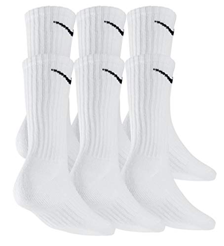 NIKE Dri-Fit Training Cotton Cushioned Crew Socks (Large, White)