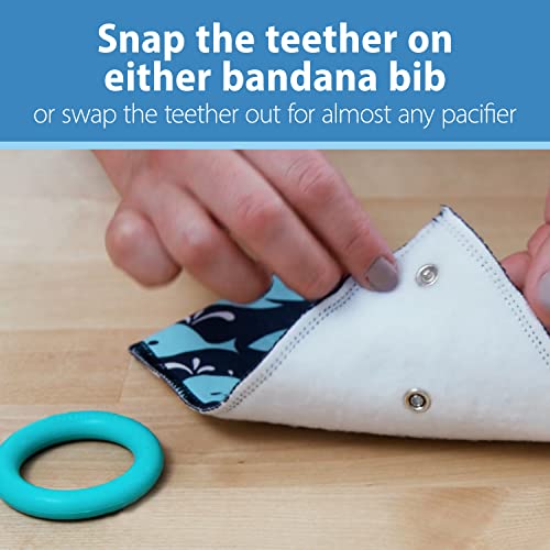 Dr. Brown's Super Soft & Absorbent Baby Bandana Bib with Snap-On Teether, 3m+, 2-Pack, Arrows & Herringbone