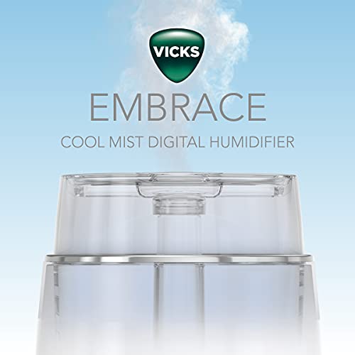Vicks Embrace Cool Mist Top Fill Humidifier (VUL900), White – Cool Mist Humidifier Top Fill for Bedroom or Office
