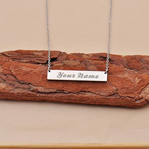 Love Wind Long Bar Necklace Personalized Cobi Nameplate Monogram Initial Necklace for Women