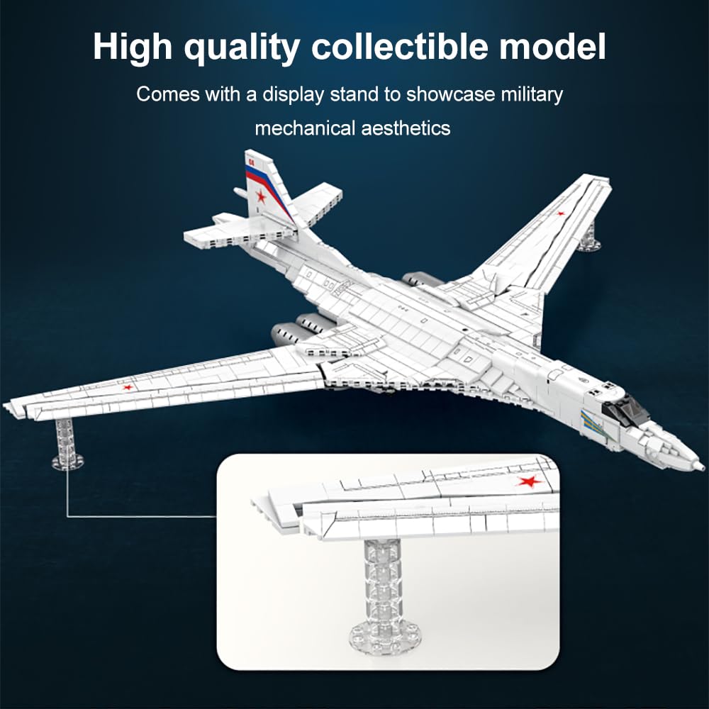 MISINI 33036 Aircraft Building Blocks Kit, 1598 Pcs Soviet Supersonic TU-160 Strategic Bomber White Swan Aricraft Model Building Blocks, Jets Building Blocks Sets, Gifts for Military Fans and 14+