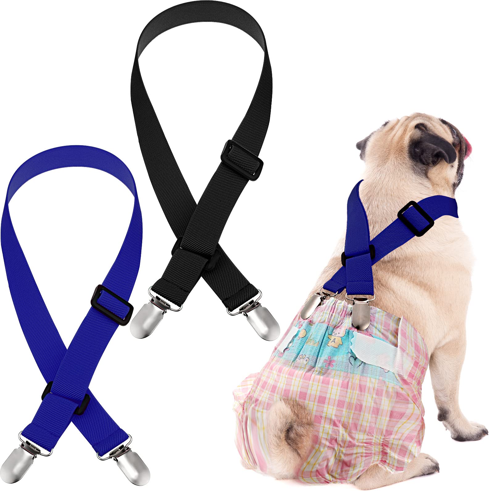 Nuanchu 2 Pieces Female Dog Diaper Suspenders Male Dog Suspenders in Heat for Dogs Diaper Keeper Suspender for Dog Skirt, Dog Dress for Small Medium and Large Dogs(M)