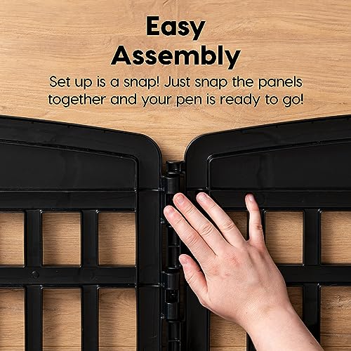 IRIS USA 24" Dog Playpen, 4-Panel Pet Playpen, Puppy Playpen, Indoor/Outdoor Dog Pen, 35 x 35 x 24, Foldable, Fold It Down, Easy Storing, Customizable, Black