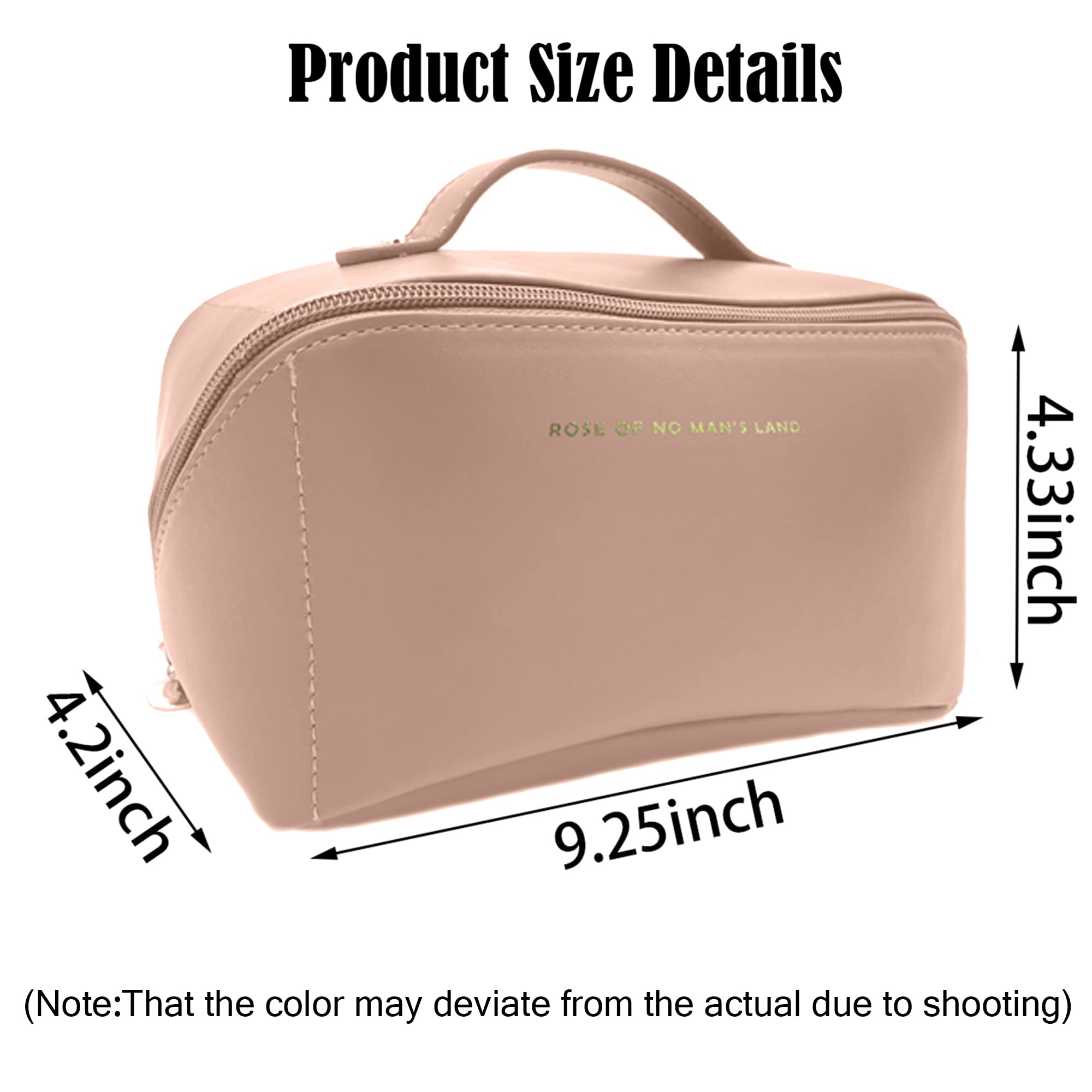 SLIFOUE Large Capacity Travel Cosmetic Bag,Makeup Bag,Waterproof Portable PU Leather Makeup Organizer Bag with Dividers and Handle (Pink)