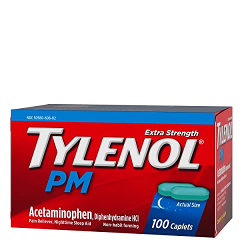 Tylenol PM Extra Strength Pain Reliever & Sleep Aid Caplets, 500 mg Acetaminophen, 100 ct
