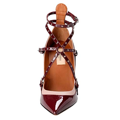 Valentino Women's Patent Leather Two Tones Ankle Strap High Heels Shoes Sz US 9 IT 40 Multi-Color