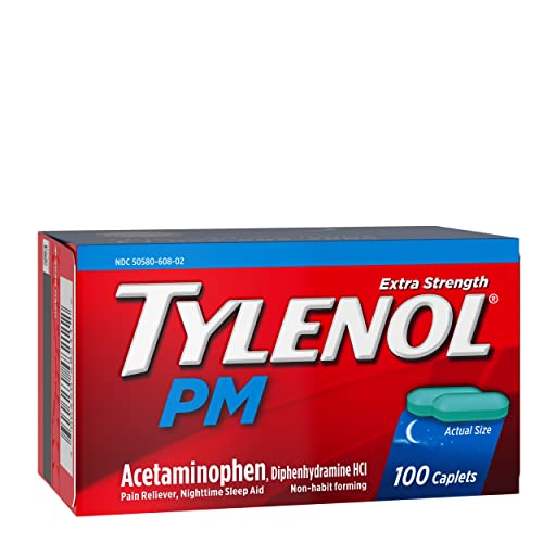 Tylenol PM Extra Strength Pain Reliever & Sleep Aid Caplets, 500 mg Acetaminophen, 100 ct
