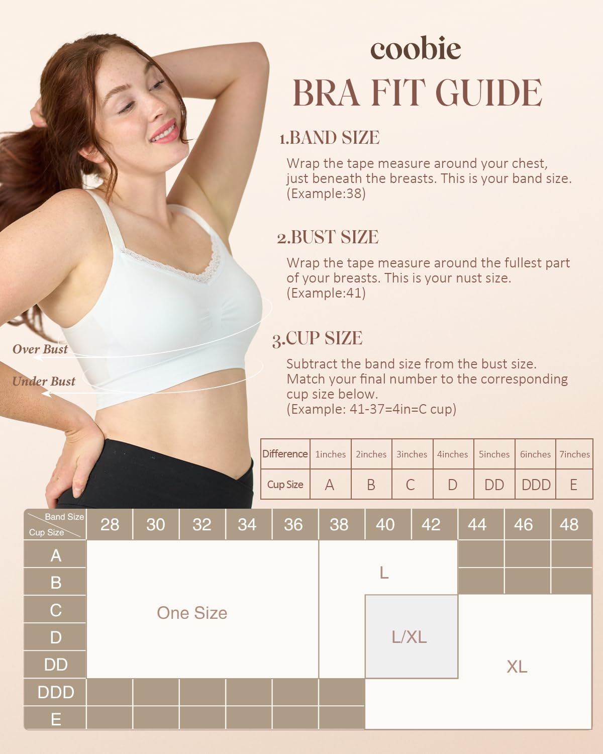 Coobie Women's V-Neck Lace Trim Bra, Pullover Wirefree T-Shirt Bra,White,X-Large