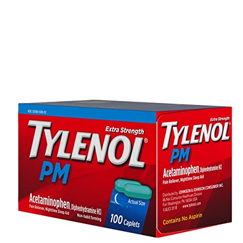 Tylenol PM Extra Strength Pain Reliever & Sleep Aid Caplets, 500 mg Acetaminophen, 100 ct