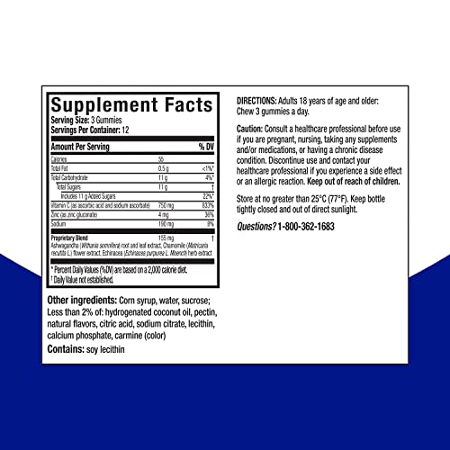 Vicks SuperC Vitamin C Gummies, Rest & Replenish, Immune Support (Vitamin C, Ashwagandha, Echinacea, Chamomile) Citrus Berry Flavored, 36 Gummies