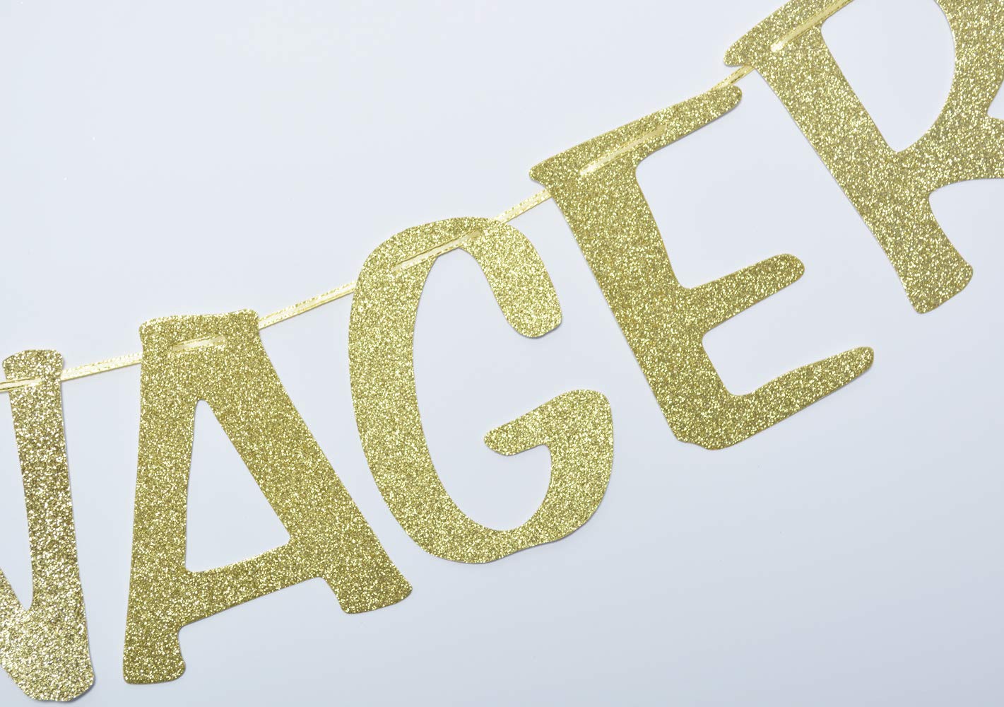 Threenager Banner Hanging Garland for 3rd Birthday Party Photo Prop Party Decoration Sign (Gold Glitter)