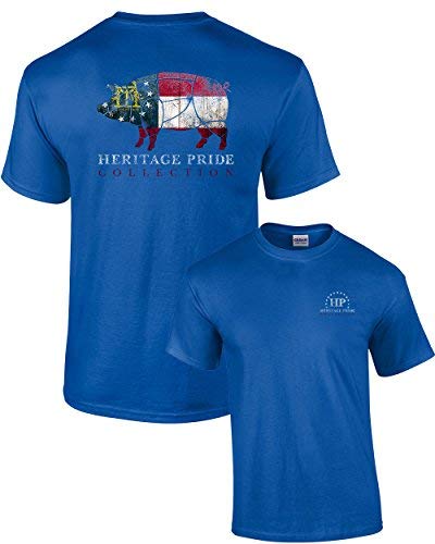 Heritage Pride Georgia Pig Patriotic Adult Short Sleeve T-Shirt-Royal-Large