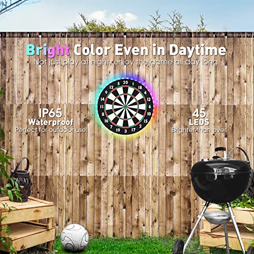 LFSMVT Dartboard LED Strip Lights, RGBIC Dart Board Lights with Bluetooth APP & Remote Control, Music Sync, DIY Cuttable Lights for 13-18 inch Dart Boards, USB Powered (Dartboard Not Include)