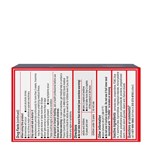 Tylenol PM Extra Strength Pain Reliever & Sleep Aid Caplets, 500 mg Acetaminophen, 100 ct