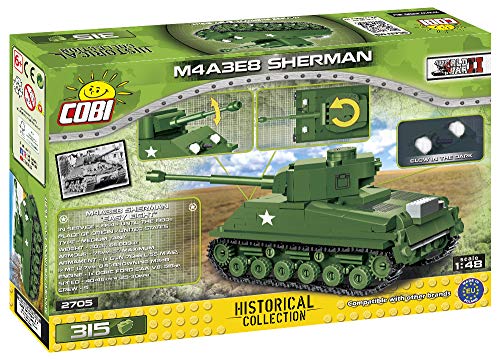 COBI Historical Collection M4A3E8 Sherman (Easy Eight) Tank, Army Green,316 pcs