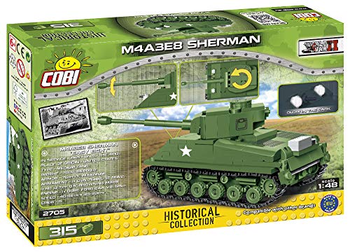 COBI Historical Collection M4A3E8 Sherman (Easy Eight) Tank, Army Green,316 pcs