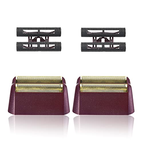 2 Pack Professional 5 Star Series Finale Shaver Replacement Foil and Cutter Bar Assembly Compatible with wahl Shaver Foil 7031-100, 7043-100 Super Close Shaving Replacement Heads,Red
