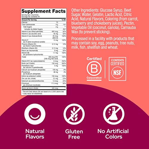 OLLY Women's Multivitamin Gummy, Vitamins A, D, C, E, Biotin, Folic Acid, Berry Flavor, 60-Day Supply - 120 Count