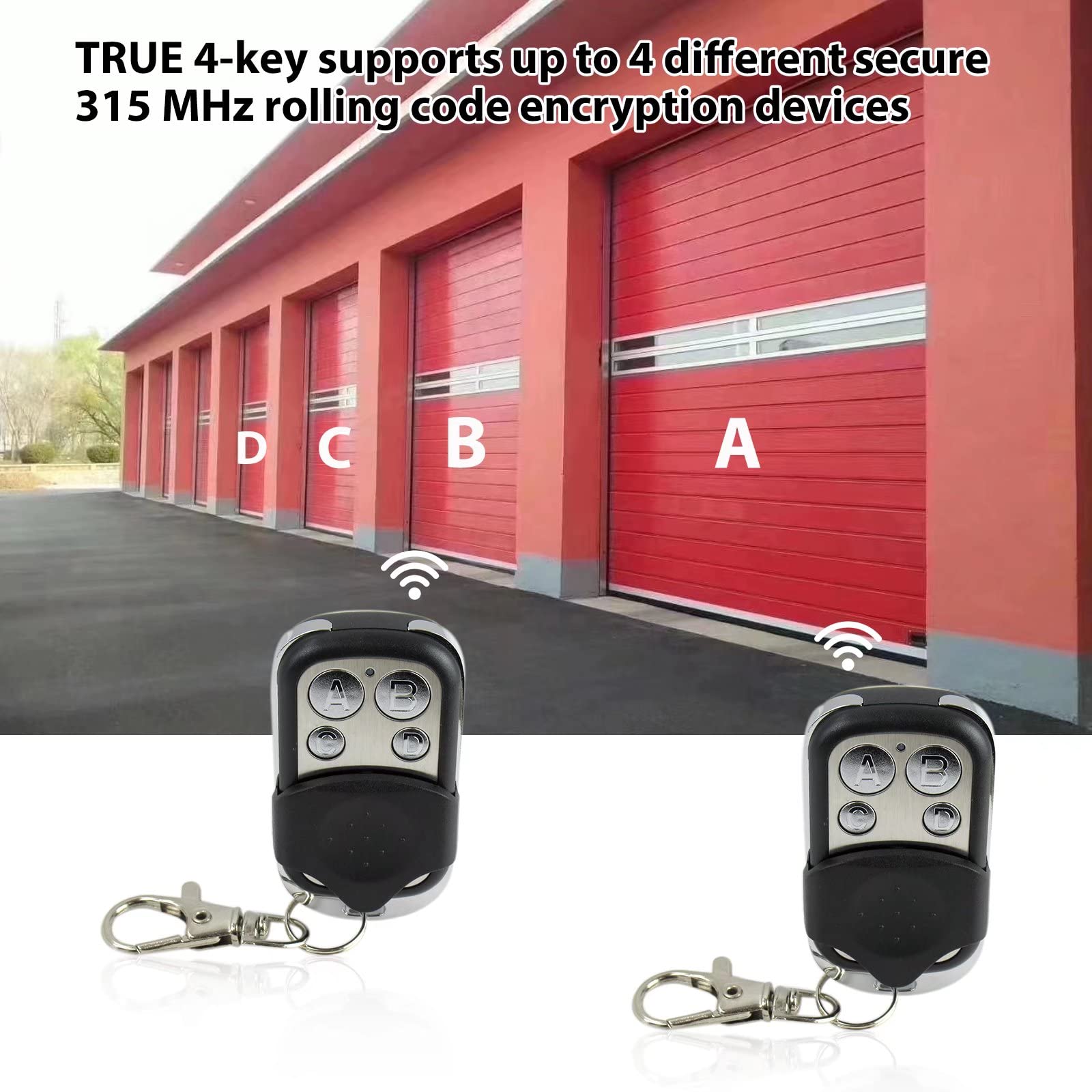 Wireless RF Remote Controller Copy 4 Buttons With Keychain for Electric Gate Garage Door Key Switch Controller
