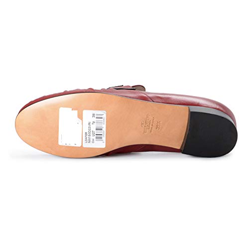 Valentino Women's Red Leather Loafers Slip On Flats Shoes US 9.5 IT 39.5