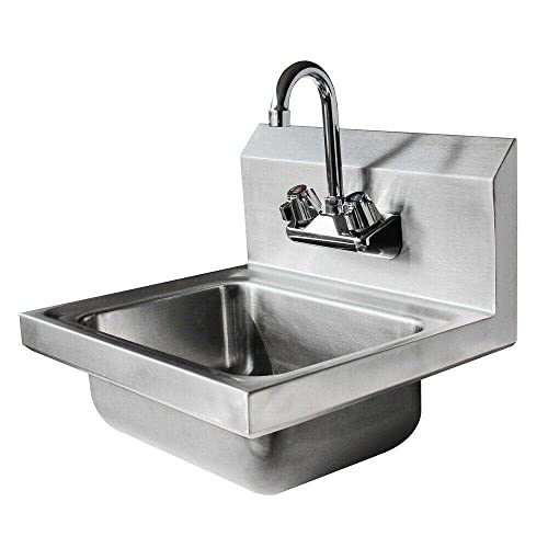 UHTQ 17x15x14" Stainless Steel Wall Mount Kitchen Sink Single Basin w/Faucet Strainer Kitchen sink Kitchen accessories Portable sink Home improvement Kitchen sinks Kitchen sink accessories