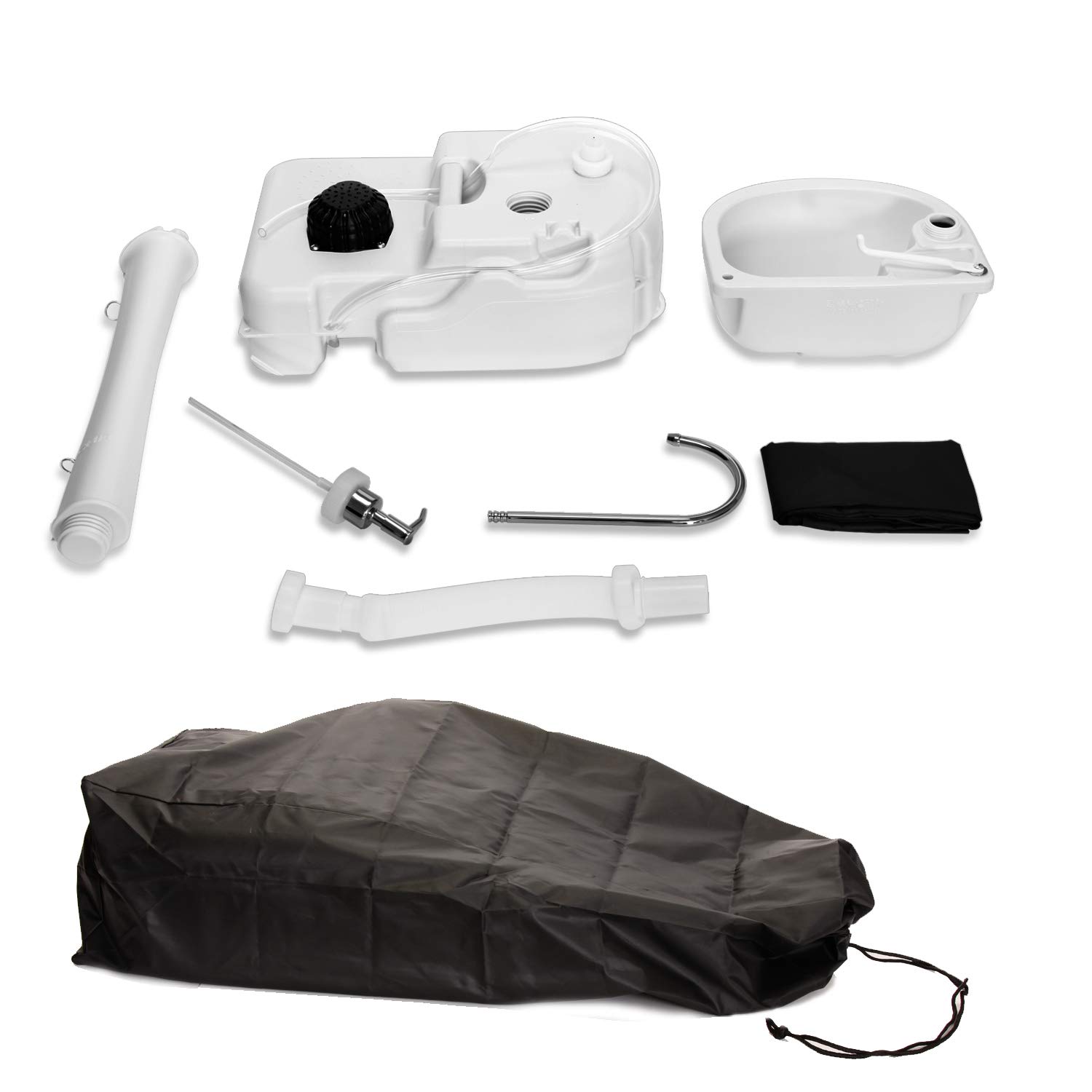 SereneLife Portable Camping Sink with 19L (5+ Gallon) Water Tank, Hands-Free Foot Pump, Soap Dispenser & Towel Holder, Compact Design with Carry Handle – Perfect for Camping, Worksites, Outdoors