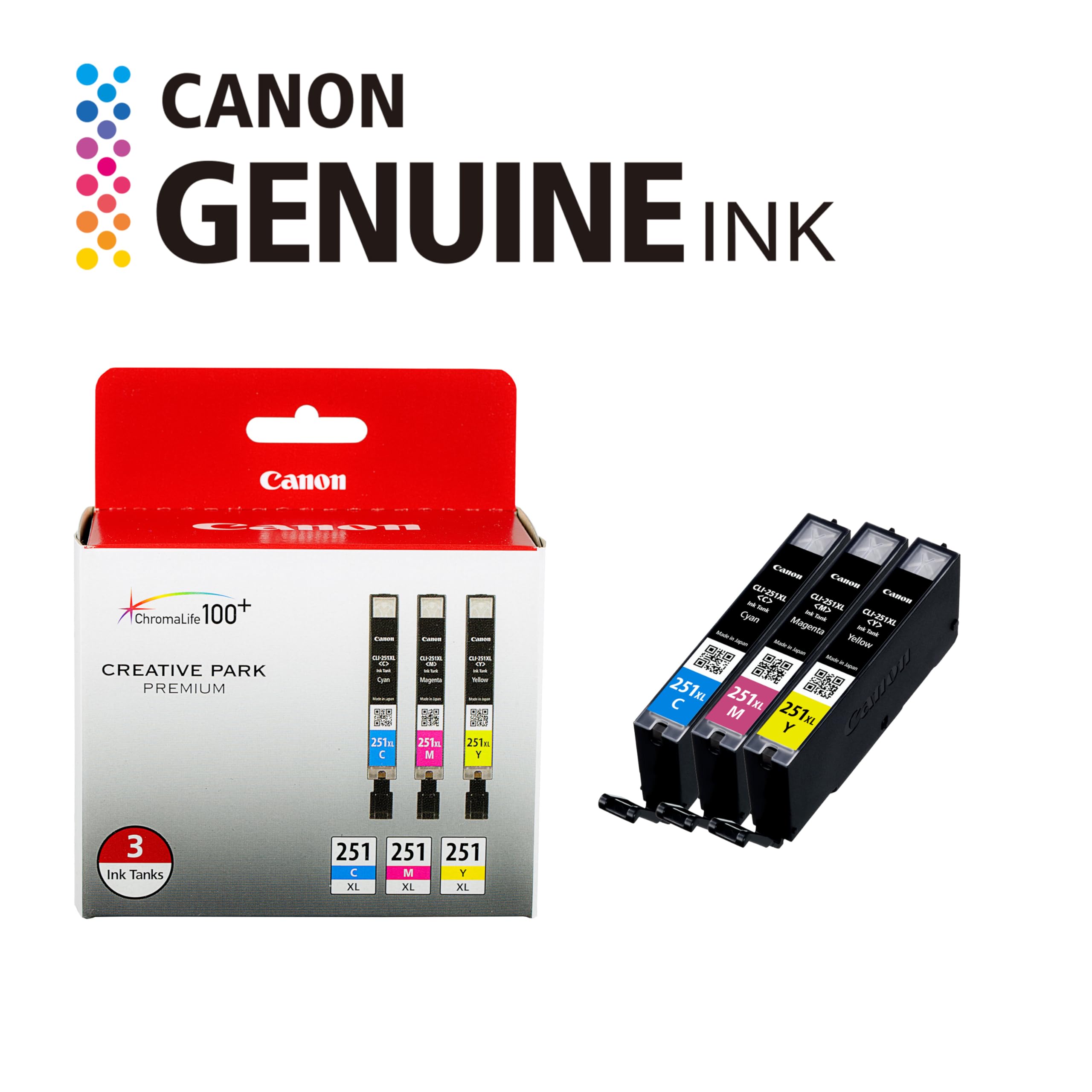 Canon CLI-251XL 3 Color Multi Pack Compatible to MG6320, iP7220, MG5420, MX922, MX722, MG7120, MG6420, MG5520, iX6820, iP8720, MG7520, MG6620, MG5620