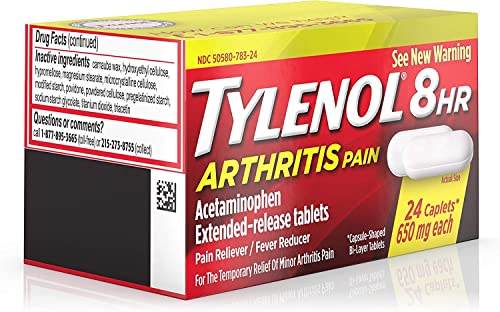 Tylenol 8 Hour Arthritis Pain Relief - Acetominophen Extended-Release Tablets, Pain Reliever / Fever Reducer, 24 Caplets, 650 milligrams each (2-Pack)