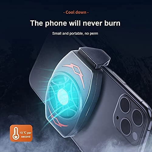TYROCX Latest PUBG Mobile Phone USB Cooling Fan Cooler Adjustable Protable Radiator Gaming Holder Heat-Sink for Smartphones for BGMI Gaming Pubg COD FreeFire With Red Animation Design (Black)