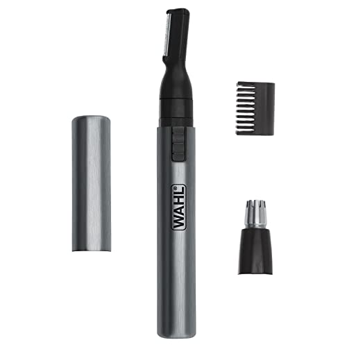 Wahl Micro Groomsman Personal Pen Trimmer & Detailer for Hygienic Grooming with Rinseable, Interchangeable Heads for Eyebrows, Neckline, Nose, Ears, & Other Detailing - 05640-600