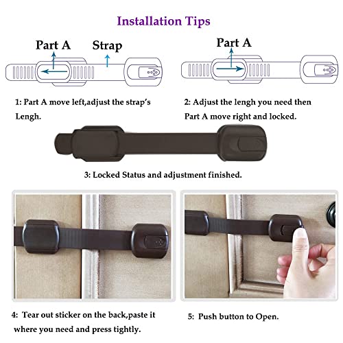 Child Safety Cabinet Locks for Baby Proof,Child Proof Safety Locks for Cabinets,Drawers,Cupboard,Oven,Fridge(Brown Cabinet Locks-8Packs)