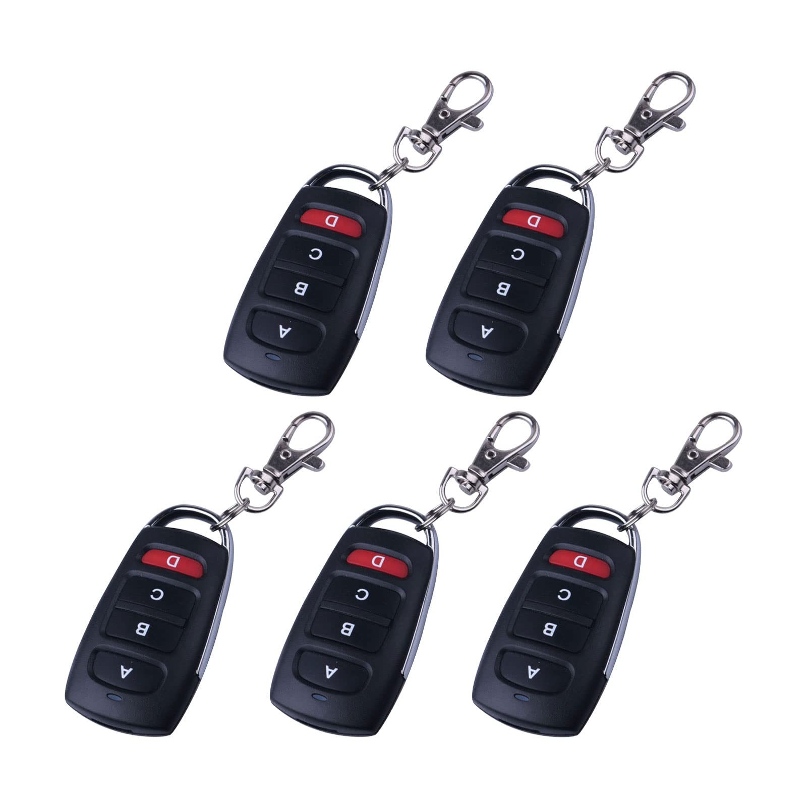 5 Pcs Cloning Remote Control Keychain, Universal 433 MHZ Replacement Garage Door Electric Gate, Duplicates Original Remote Controls for Vehicle Central Locking Systems, Electronic Garage Doors