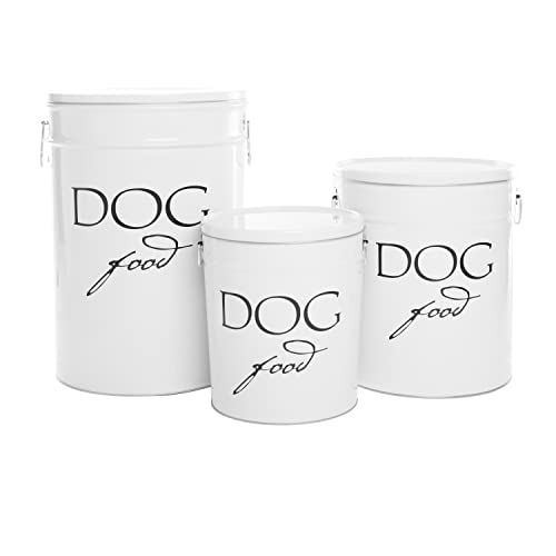 Harry Barker White Classic Food Storage Canister For Dogs, Large 40 Pounds of Food