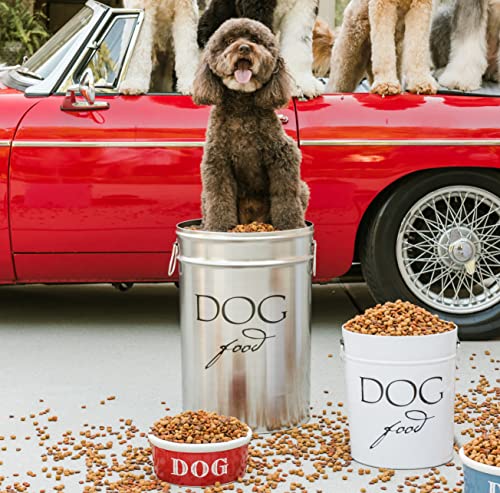 Harry Barker White Classic Food Storage Canister For Dogs, Large 40 Pounds of Food