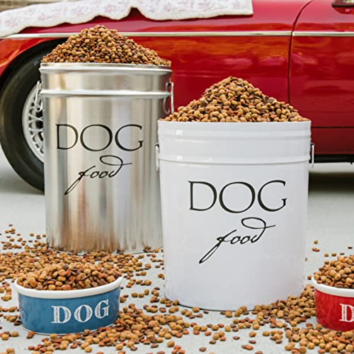 Harry Barker White Classic Food Storage Canister For Dogs, Large 40 Pounds of Food