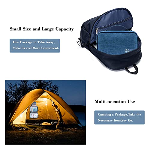 QIALUOBAO Travel Toiletry Bag with Hanging Hook, Small and Medium Water-resistant Makeup Cosmetic Bag, Full Size Container for Travel, Portable Cosmetic Organizer (Blue)