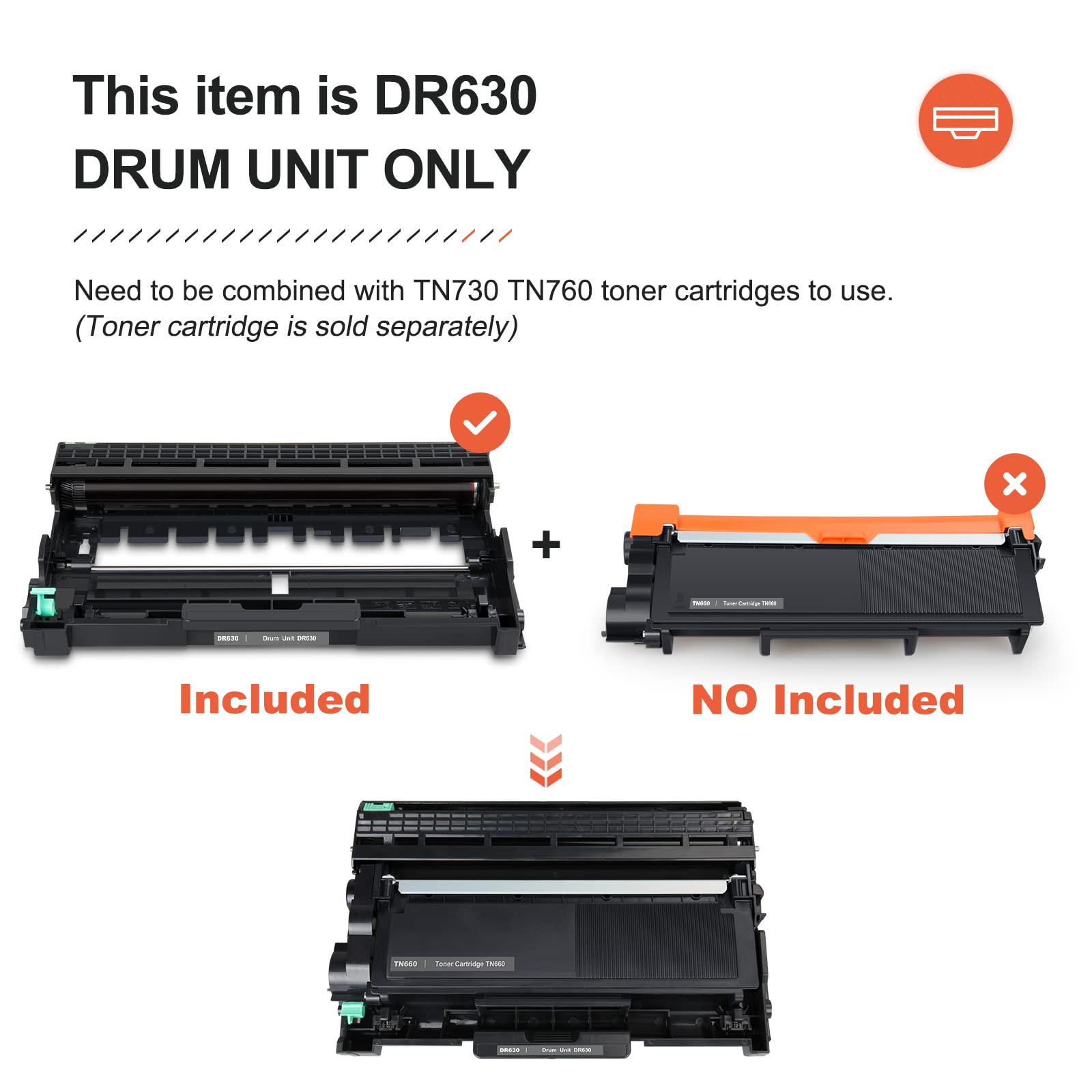 v4ink Compatible DR-630 Drum Replacement for Brother DR630 DR660 Drum for Brother HL-L2300D HL-L2320D HL-L2340DW HL-L2360DW HL-L2380DW MFC-L2700DW MFC L2720DW L2740DW DCP-L2520DW DCP-L2540DW Printer