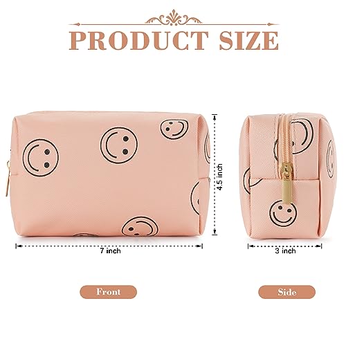 WALONER Makeup Bag For Women Preppy Makeup Bag Pu Leather Waterproof Cosmetic Bag Makeup Bag Organizer Cute Portable Makeup Bag As A Gift For Women Or,Pink