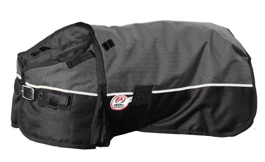 Derby Originals Horse Tough 600D Ripstop Waterproof Reflective Winter Dog Coat 150g Medium Weight, Black, 17.5"