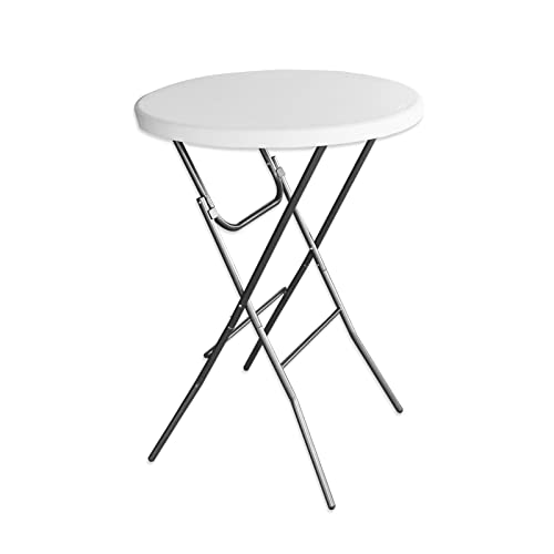 Gnomiya 32in High Top Table, Cocktail Table Granite White, Portable Bar Height Folding Table with Removable Legs, Indoor Outdoor Pub Table for Party, Wedding, Events, Commercial