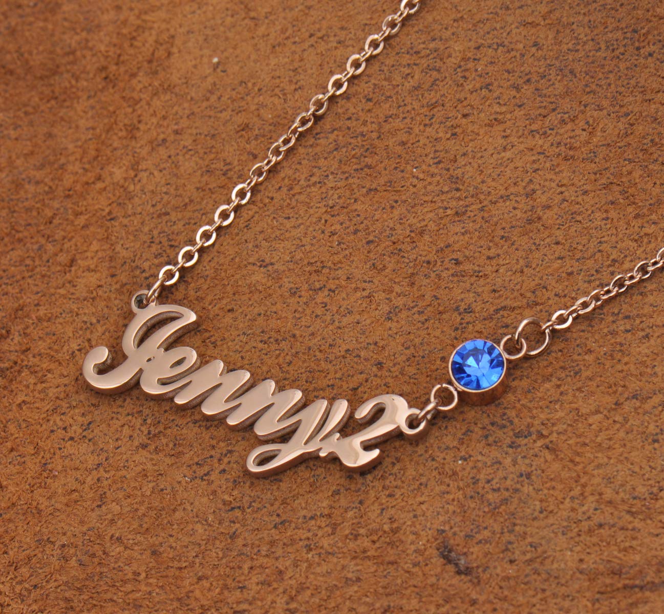 LikeFun Custom My Name Necklace with Birthstone Personalized Cobi Name Jewelry