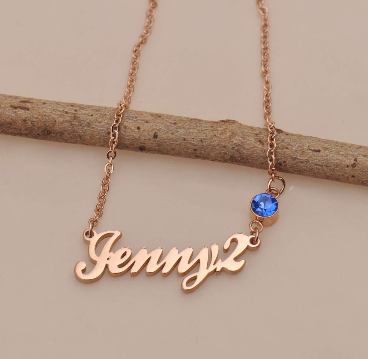 LikeFun Custom My Name Necklace with Birthstone Personalized Cobi Name Jewelry