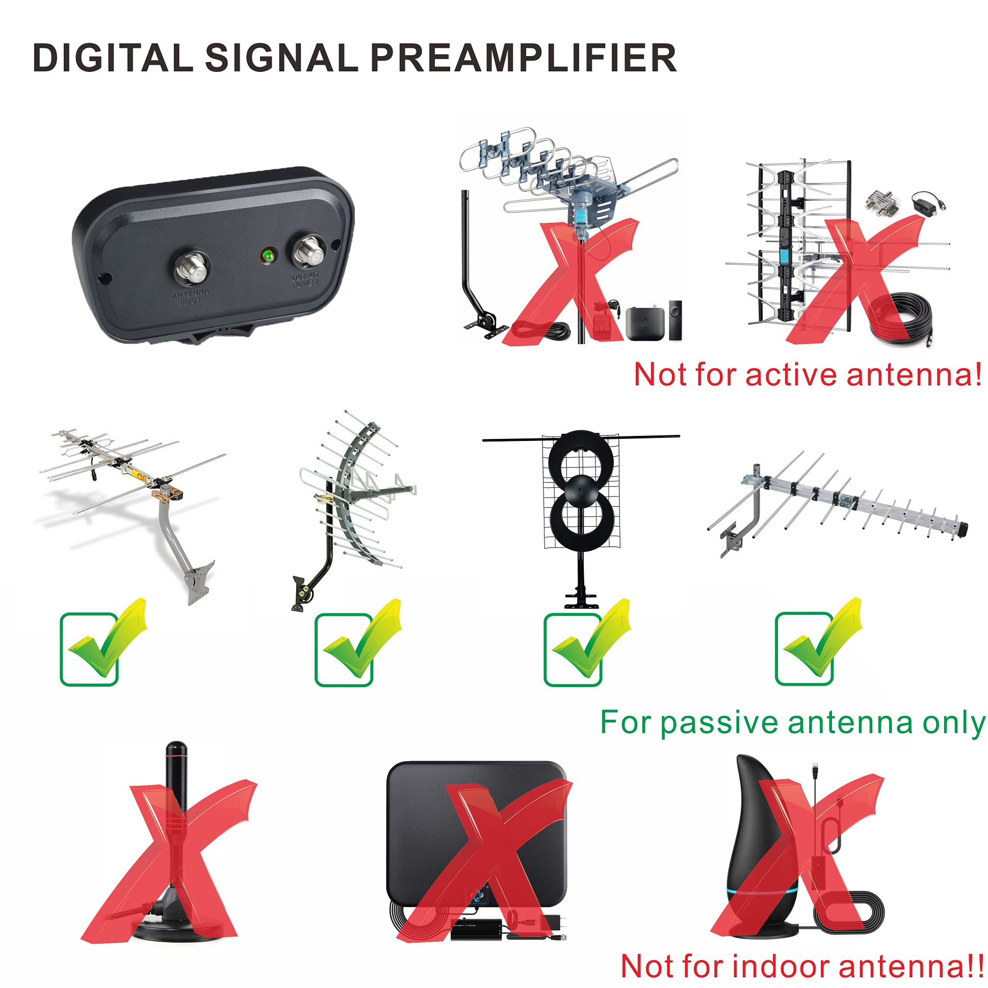 CeKay TV Antenna Amplifier Signal Booster, HDTV Preamplifier, HD Digital VHF UHF Amplifier, with 4G LTE Filter