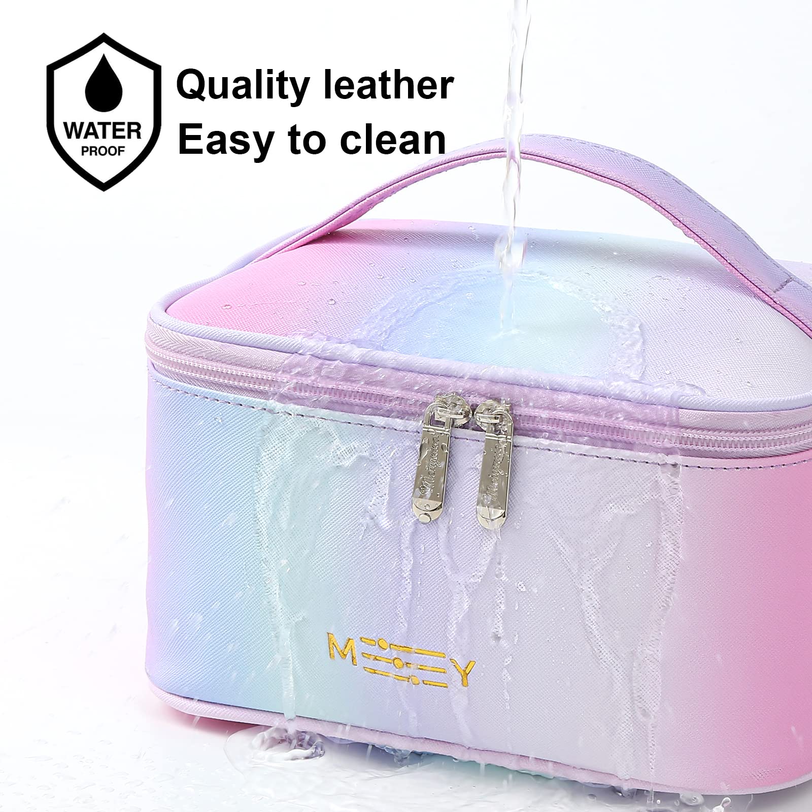 KITENROM Makeup Bag Preppy Cosmetic Bag Small for Women Toiletry Bags Pouch Organizer Rainbow Gradient Pink