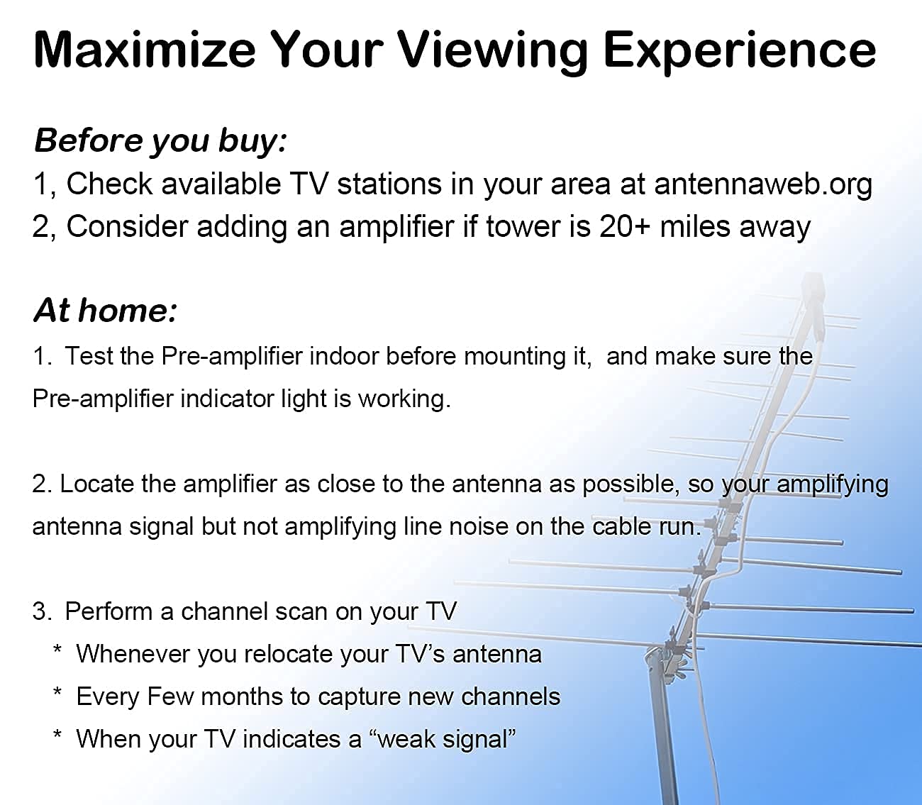 CeKay TV Antenna Amplifier Signal Booster, HDTV Preamplifier, HD Digital VHF UHF Amplifier, with 4G LTE Filter