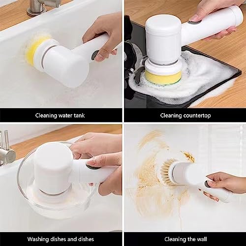 Sentmoon Clearance Cordless Electric Cleaning Brush, Electric Spin Scrub-BER with 5 Brush Heads, Power Scrub-BER, Rechargeable Cleaning Tools for Bathroom Wall Kitchen Tile Window Sink